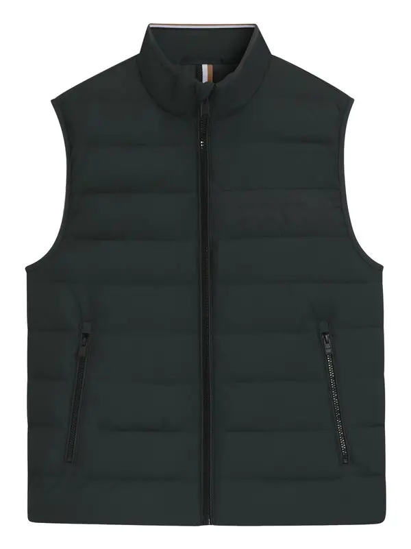 BOSS Water-repellent Padded Vest With Logo - Light Green