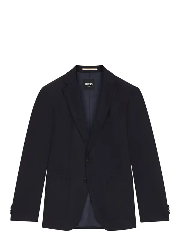 BOSS Patterned Regular-fit Jacket In Virgin Wool - Dark Blue