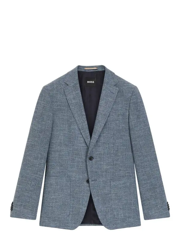 BOSS Patterned Regular-fit Jacket In A Cotton Blend - Dark Blue