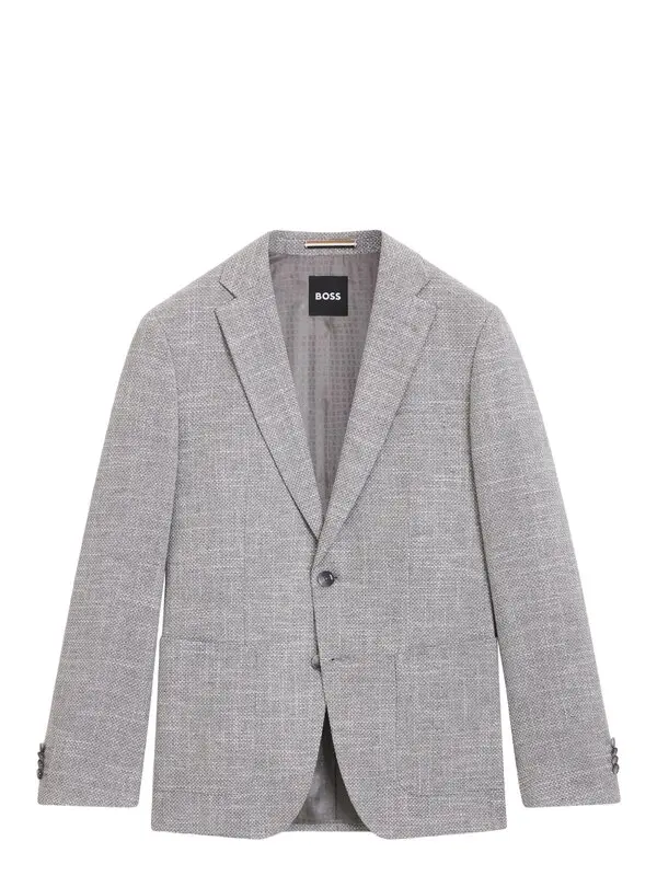 BOSS Patterned Regular-fit Jacket In A Cotton Blend - Silver