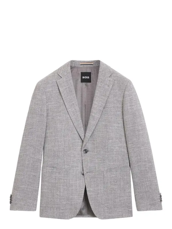 BOSS Patterned Regular-fit Jacket In A Cotton Blend - Silver