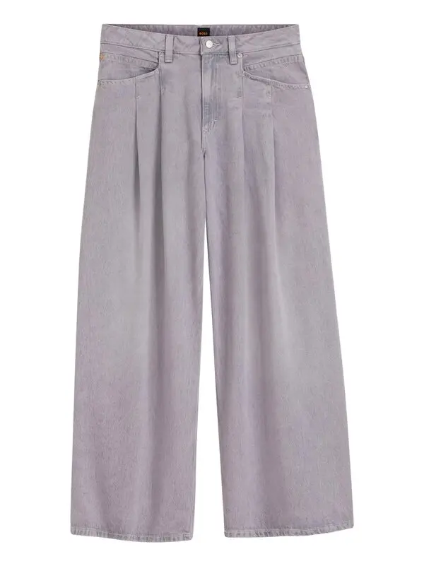 BOSS Relaxed-fit Wide-leg Jeans - Light Grey