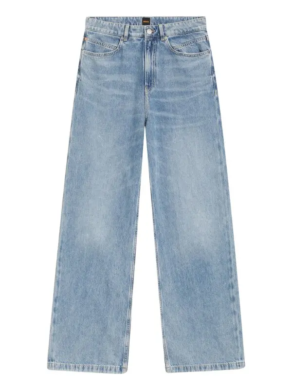 BOSS Wide-leg Rigid Denim Jeans - Blue