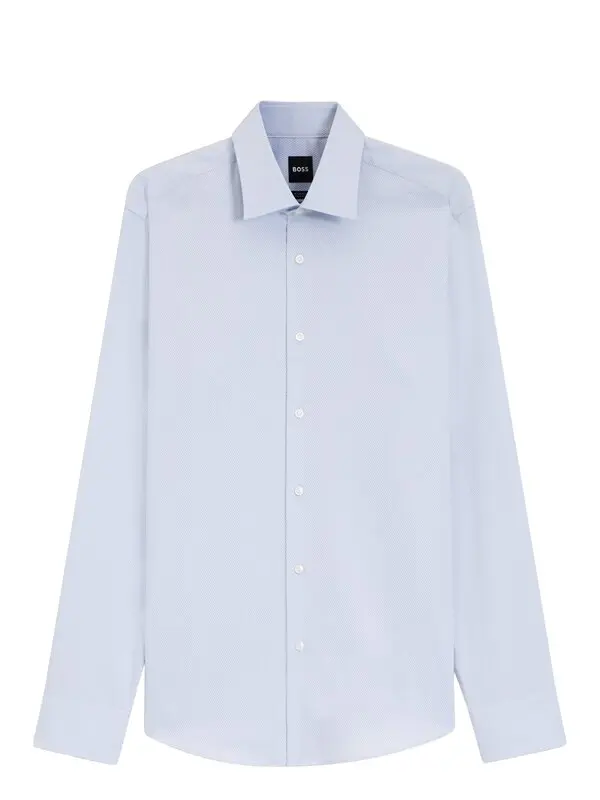 BOSS Easy-iron Regular-fit Shirt In Stretch-cotton Dobby - Light Blue