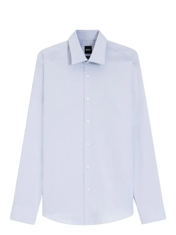 BOSS Easy-iron Regular-fit Shirt In Stretch-cotton Dobby - Light Blue