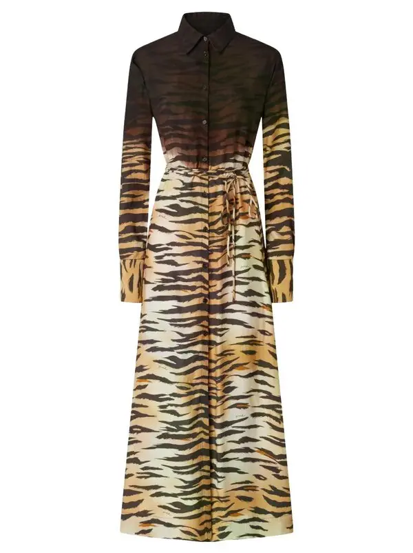 Pinko Tie-waist Tiger-print Dress - Brown