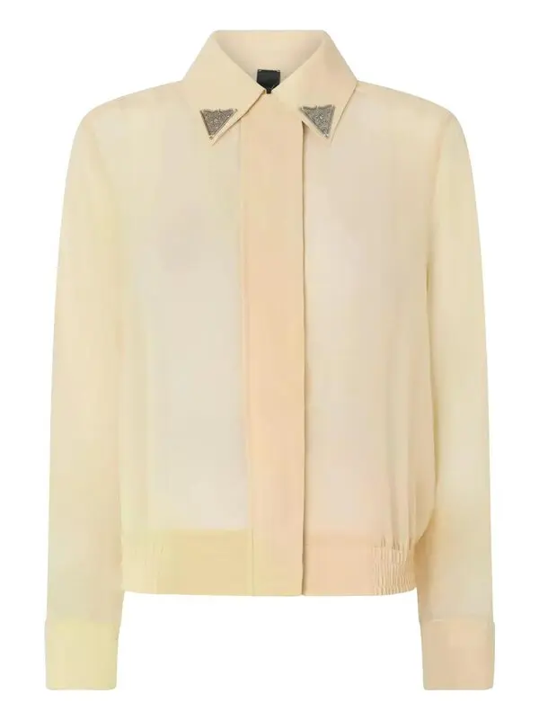 Pinko Embellished-collar Long-sleeve Shirt - Neutrals