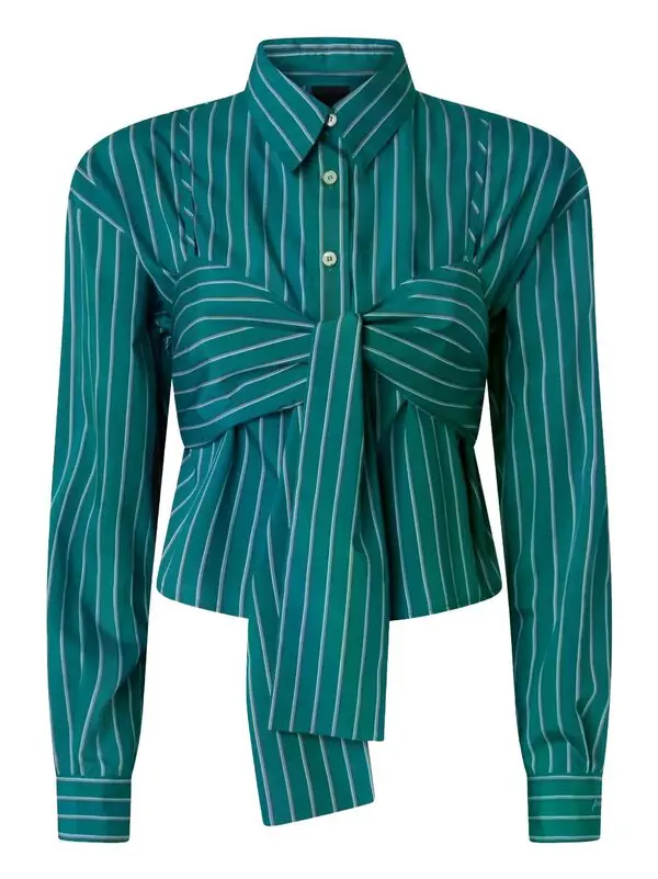 Pinko Striped Tie-front Shirt - Green