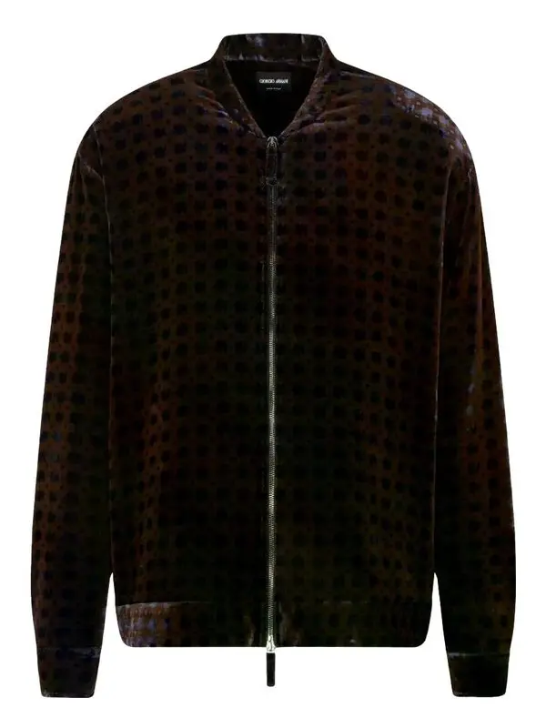 Giorgio Armani Printed Velvet Shirt With Zip - Brown