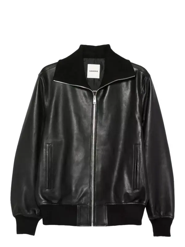 Sandro Zip-up Leather Jacket - Black
