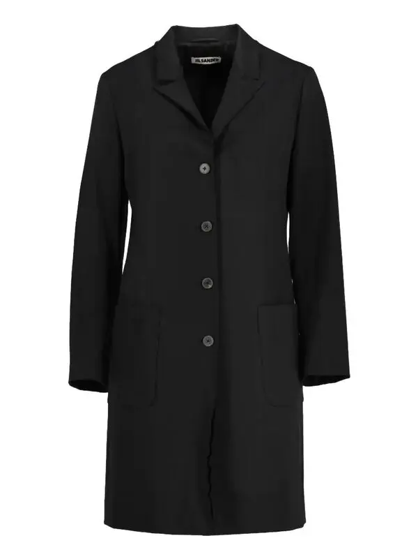 JIL SANDER Mid-length Frayed Coat - Black