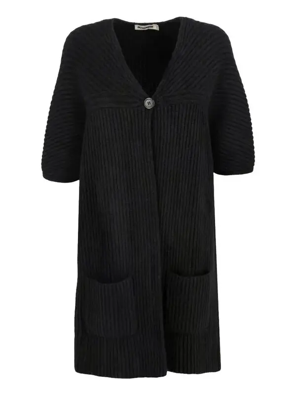 JIL SANDER Short-sleeve Cashmere Cardigan Coat - Black