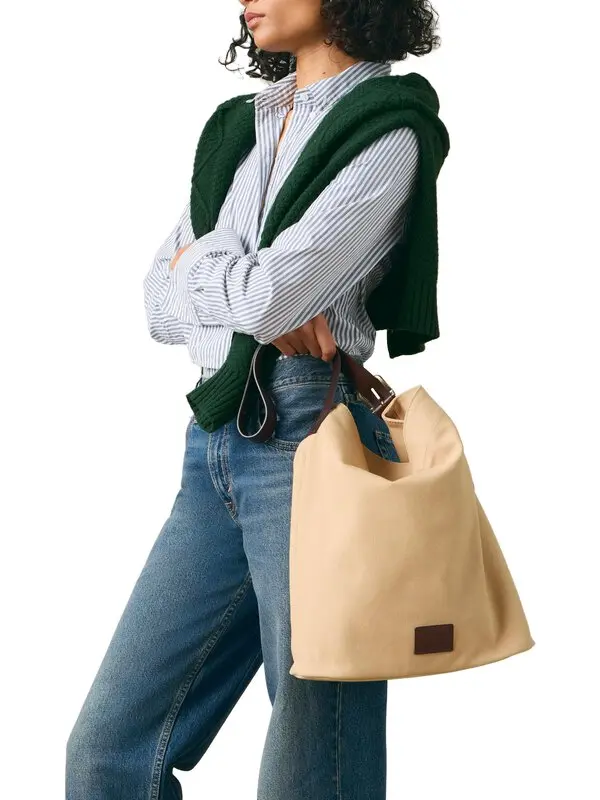 LEVI'S Heritage Canvas Tote Bag With Leather Handles - Travertine