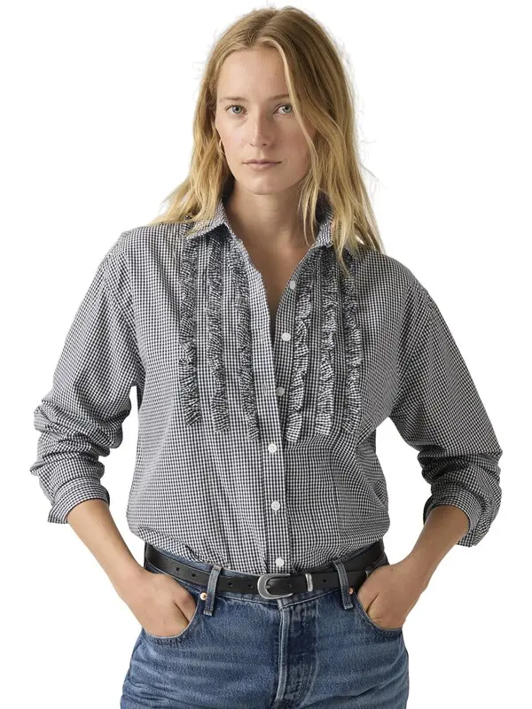 LEVI'S Harlie Novelty Ruffle Boyfriend Shirt - Ceicil Micro Check