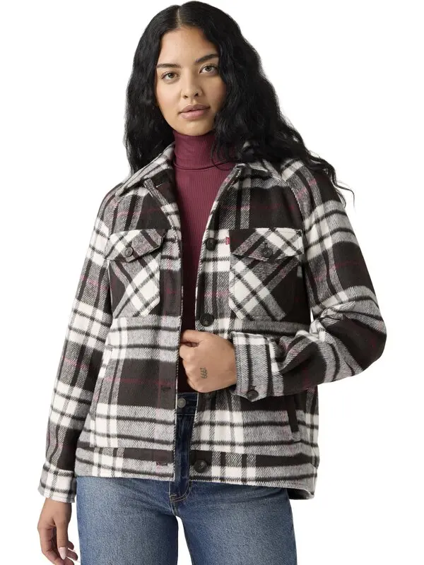 LEVI'S Raglan Sleeve Shirt Jacket - Tawny Port Plaid