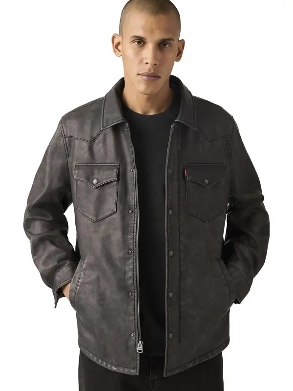LEVI'S Faux Leather Shacket - Charcoal