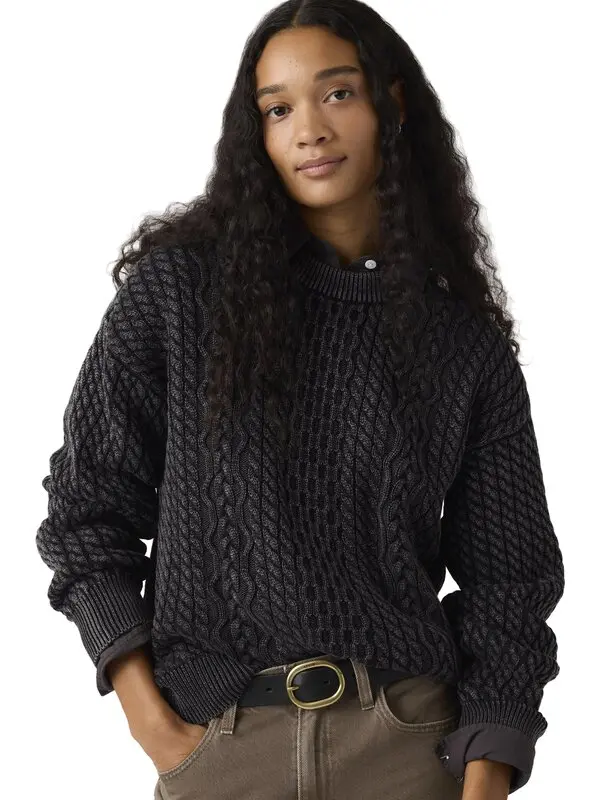 LEVI'S Leilah Cable Crewneck Sweater - Washed Anthracite