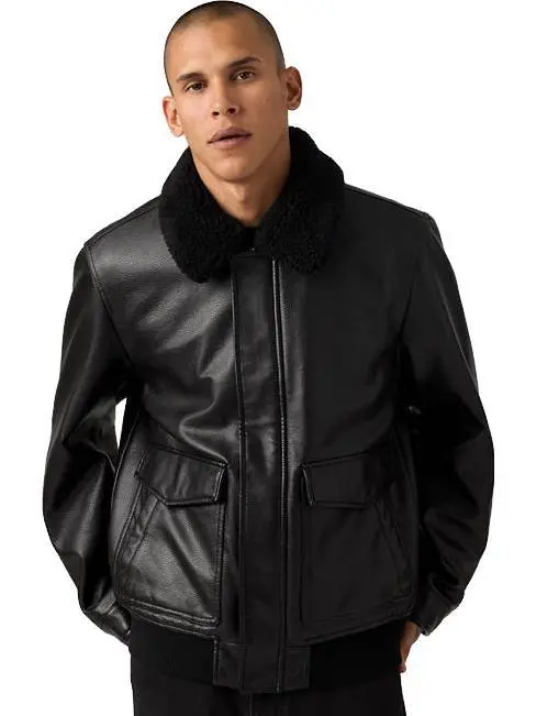LEVI'S Aviator Jacket With Removable Sherpa Collar - Black