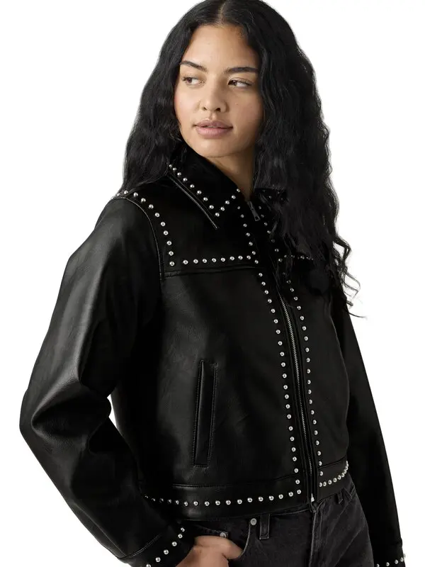 LEVI'S Faux Leather Studded Jacket - Black Silver