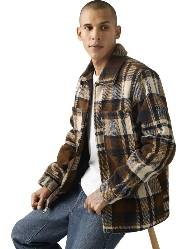 LEVI'S Wool-blend Plaid Shirt Jacket - Caramel Multi