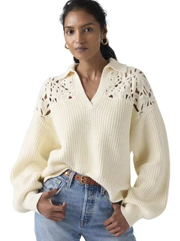 LEVI'S Crochet Polo Sweater - Tofu
