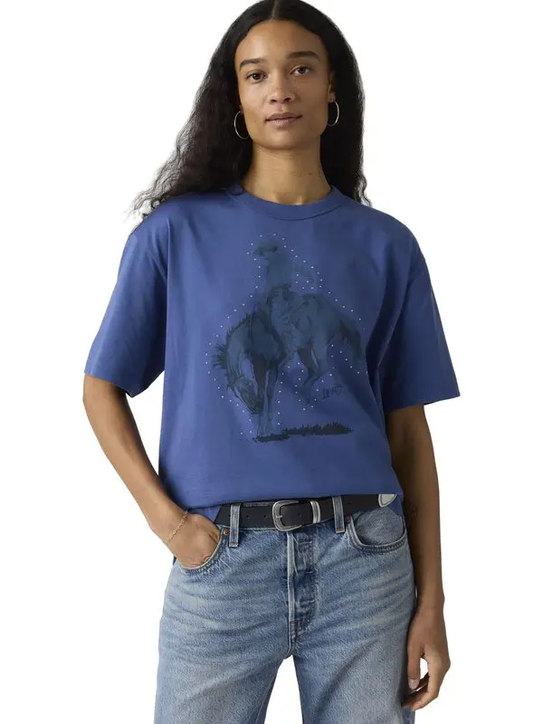 LEVI'S Graphic Tabor Relaxed T-shirt - Studded Faded Cowboy