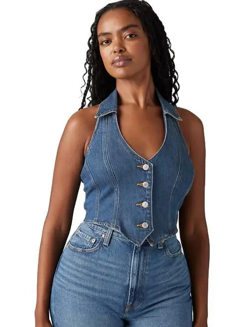 LEVI'S Bria Denim Halter Top - Cornerback