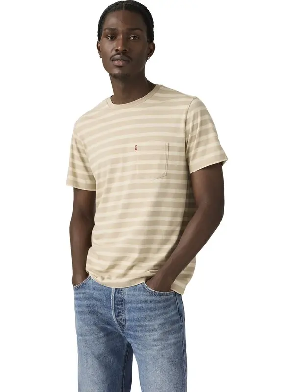 LEVI'S Classic Pocket T-shirt - Orion Stripe White Pepper