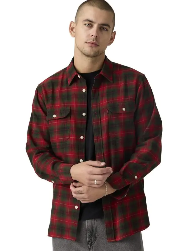 LEVI'S Jackson Worker Overshirt - Calvin Plaid Rhythmic Red