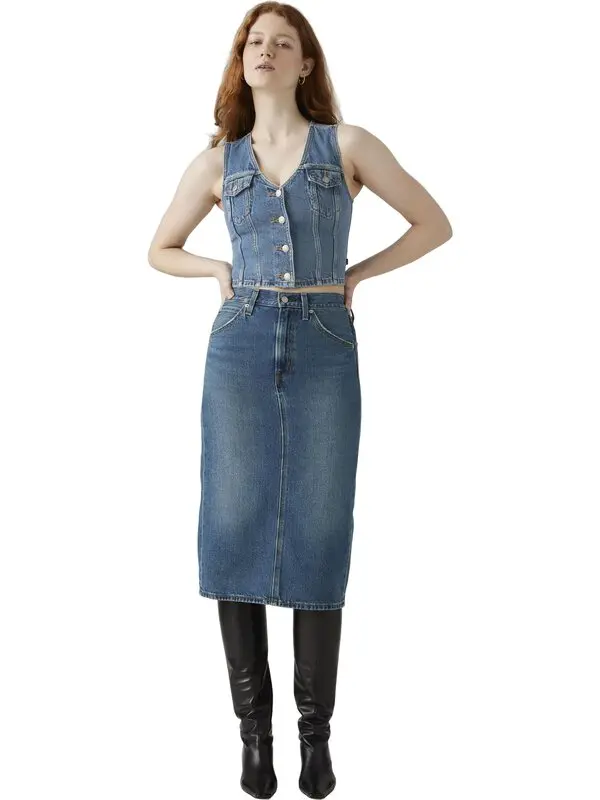 LEVI'S High-rise Back Slit Denim Skirt - Review Time