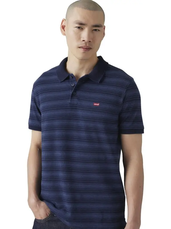 LEVI'S True Indigo Housemark Polo Shirt - Rayn Stripe Dark Indigo