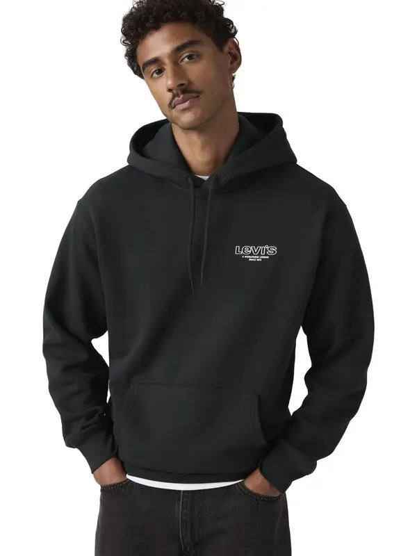 LEVI'S Relaxed Graphic Hoodie Sweatshirt - Worlds Finest Denim Jet Black