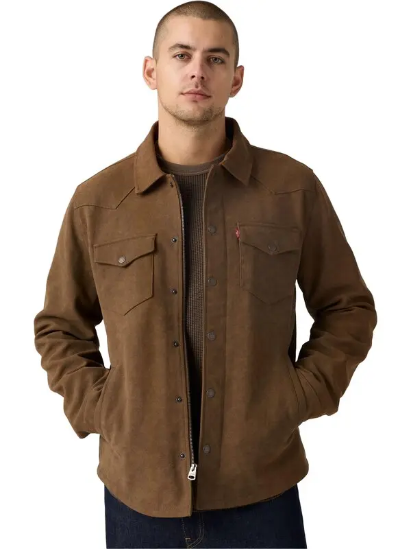 LEVI'S Faux Suede Shirt Jacket - Cognac