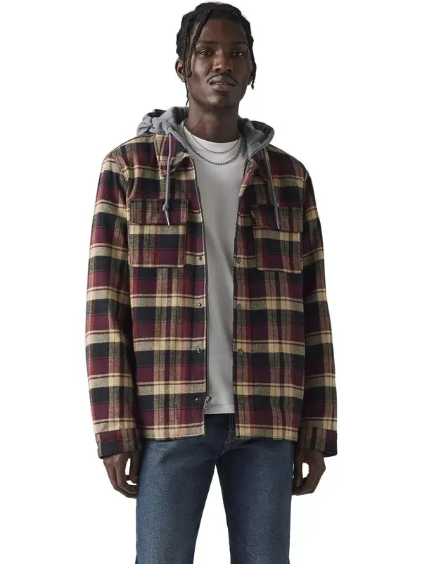 LEVI'S Cotton Plaid Sherpa Lined Shacket - Black Plaid