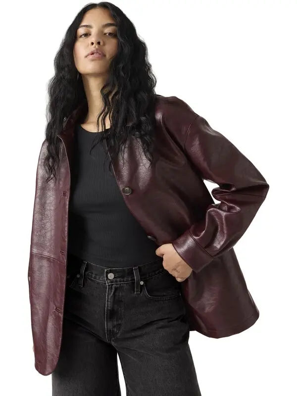 LEVI'S Faux Leather Vintage Blazer - Oxblood