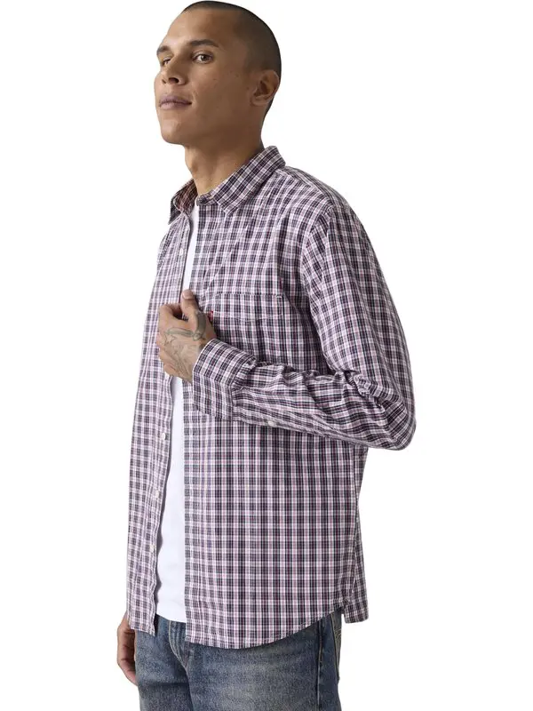 LEVI'S Sunset One Pocket Standard Fit Poplin Shirt - Yahya Plaid Dress Blues Poplin
