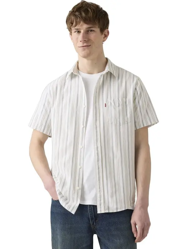 LEVI'S Short-sleeve Classic Standard Fit Shirt - Garrett Stripe Egret