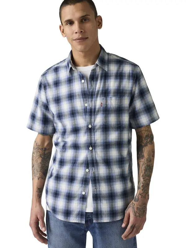 LEVI'S Short-sleeve Classic Standard Fit Shirt - Sydney Plaid Quiet Harbor
