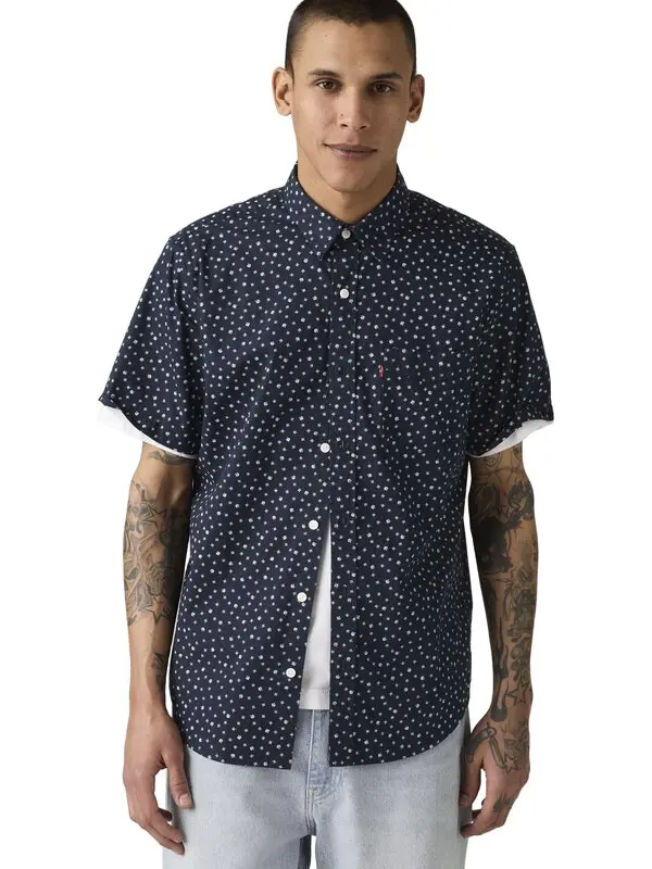 LEVI'S Short-sleeve Classic Standard Fit Shirt - Kieran Geo Print Navy Blazer