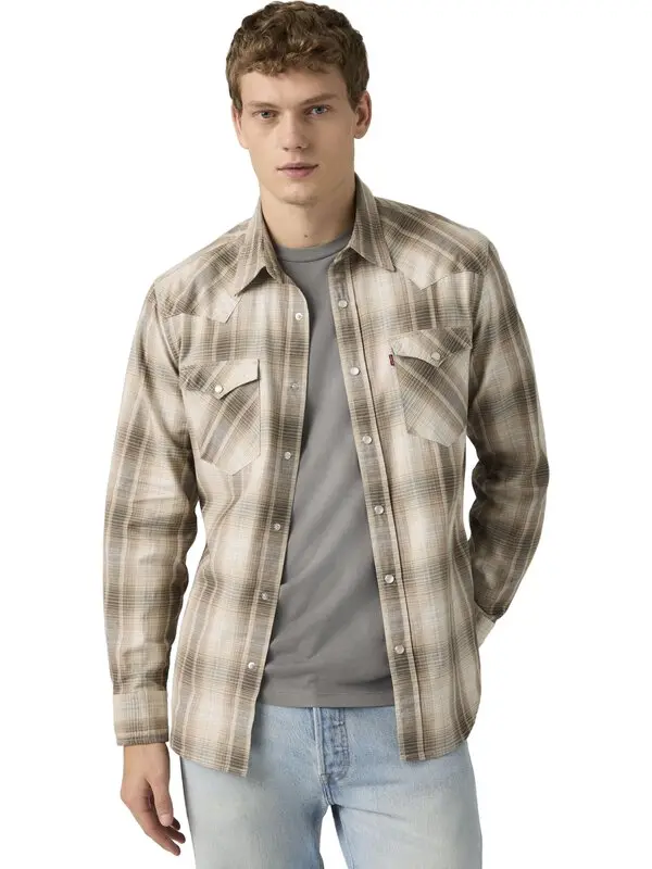 LEVI'S Classic Western Standard Fit Shirt - Floyd Plaid White Pepper Twill
