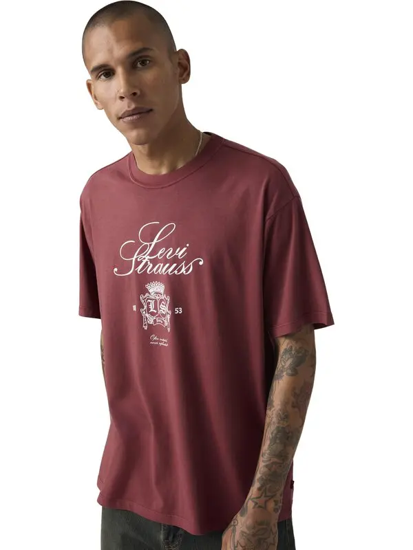 LEVI'S Vintage Graphic T-shirt - Alt Prep Script Oxblood Red