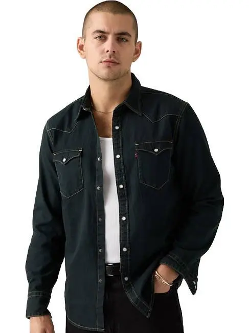 LEVI'S Barstow Western Denim Shirt - Beautiful Ash Washed Black