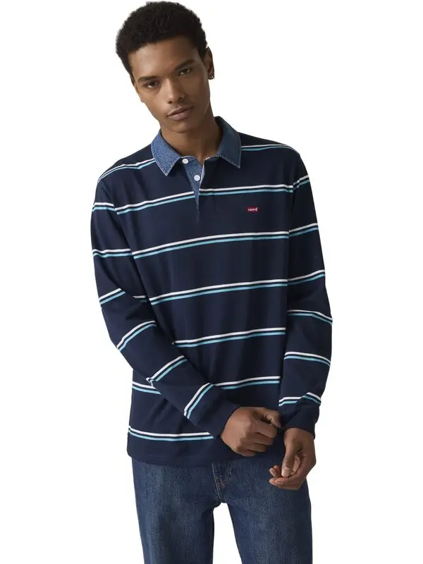 LEVI'S Classic Long-sleeve Rugby Shirt - Dax Stripe Navy Blazer