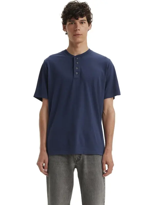 LEVI'S Short Sleeve Four Button Henley - Naval Academy