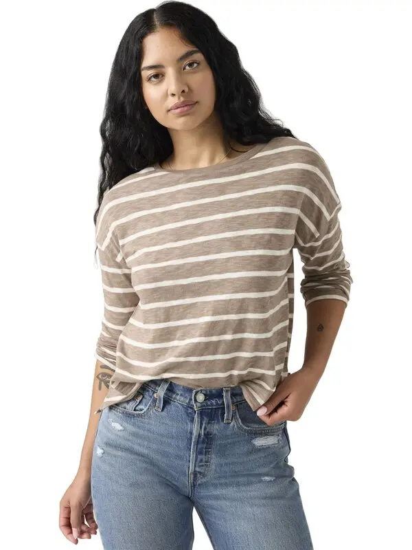 LEVI'S Margot Long-sleeve T-shirt - Taupe Gray Stripe