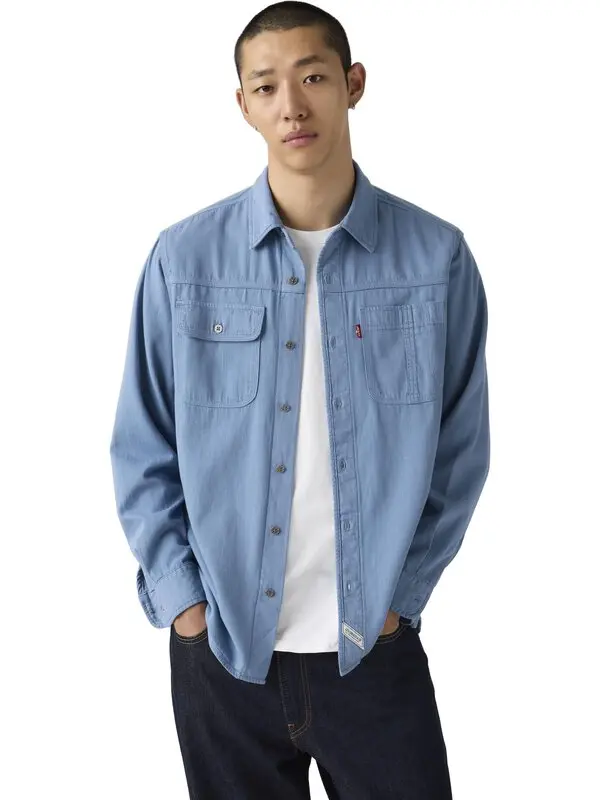 LEVI'S Auburn Long-sleeve Worker Garment Dye Shirt - Garment Dye Blue Quiet Harbor