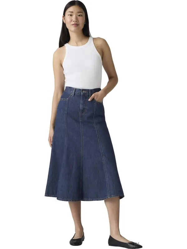 LEVI'S Fit And Flare Midi Skirt - Ninth Life Stonewash