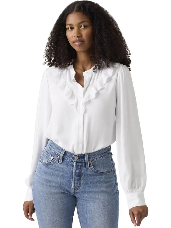 LEVI'S Eyelet Button Blouse - Bright White
