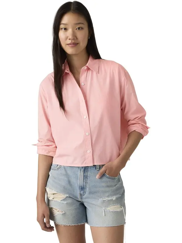LEVI'S Harlie Garment Dye Cropped Shirt - Garment Dye Coral Blush