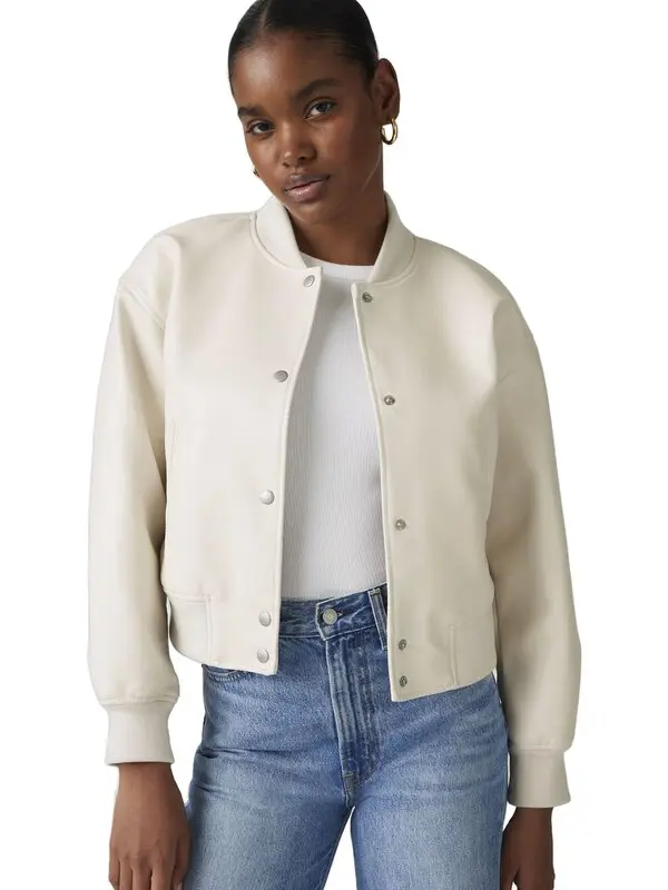 LEVI'S Faux Leather Varsity Bomber Jacket - White
